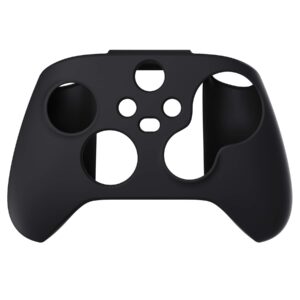 PlayVital Black Pure Series Anti-Slip Silicone Cover Skin for Xbox Series X Controller, Soft Rubber Case Protector for Xbox Core Wireless Controller with Black Thumb Grip Caps