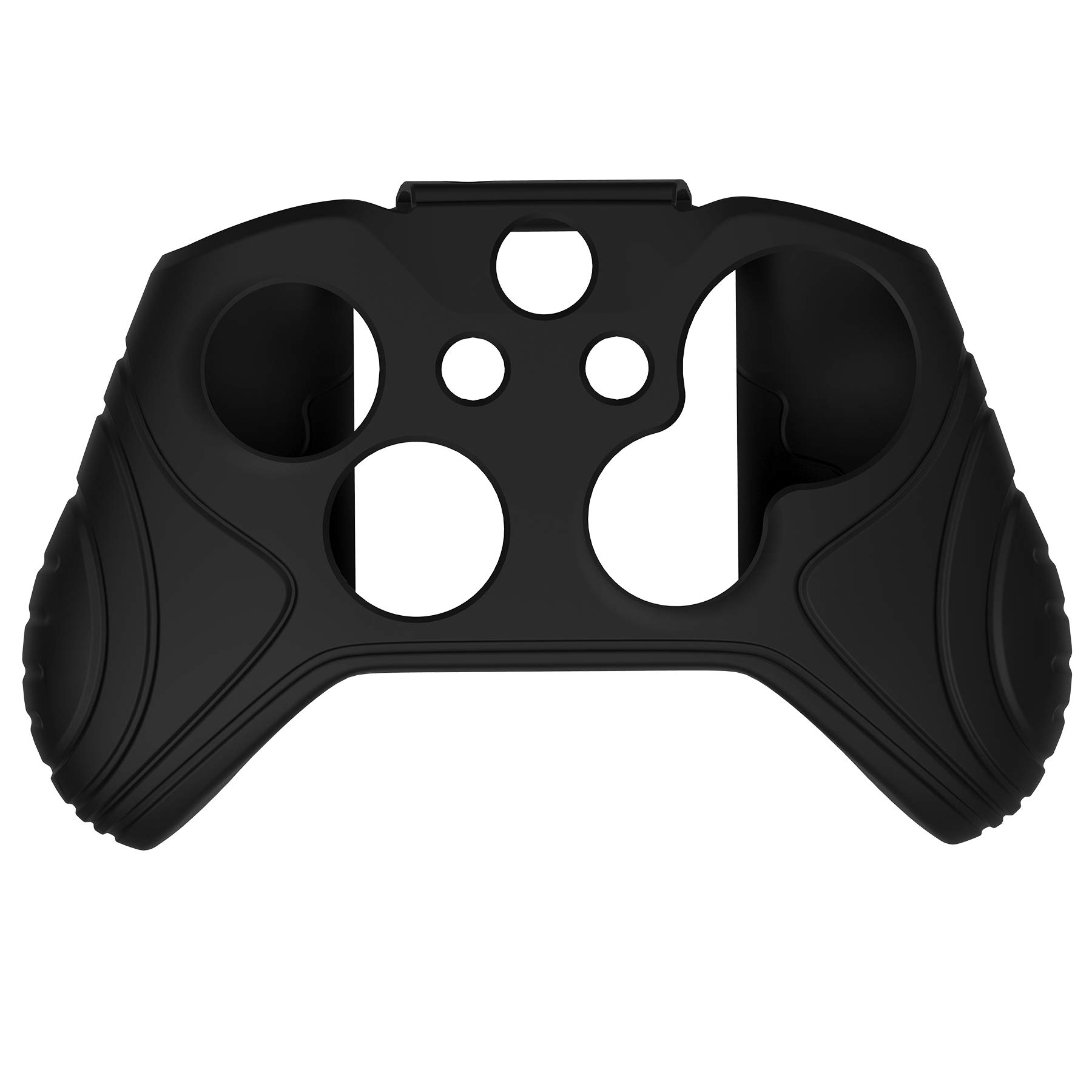 PlayVital Samurai Edition Black Anti-Slip Controller Grip Silicone Skin for Xbox One X/S Controller, Ergonomic Soft Rubber Protective Case Cover for Xbox One S/X Controller with Black Thumb Stick Caps