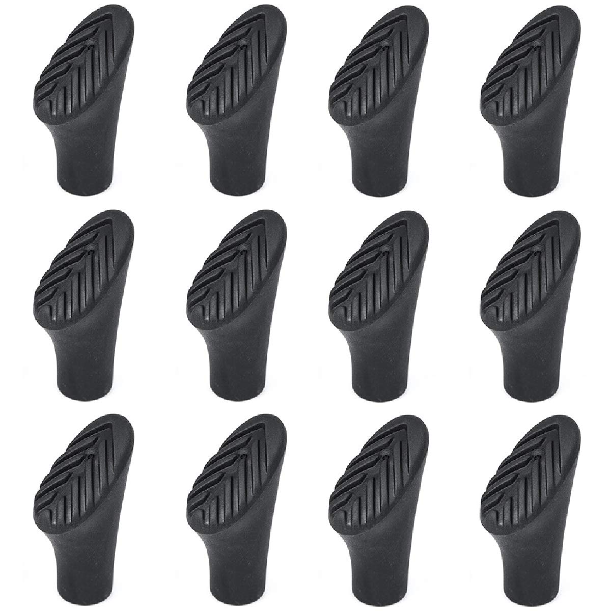 Azarxis Rubber Tips for Trekking Poles Replacement Pole Tip Protectors Fits Most Standard Hiking Walking Sticks - Shock Absorbing, Adds Grip, and Traction (Small Shoes - 12 Pack)