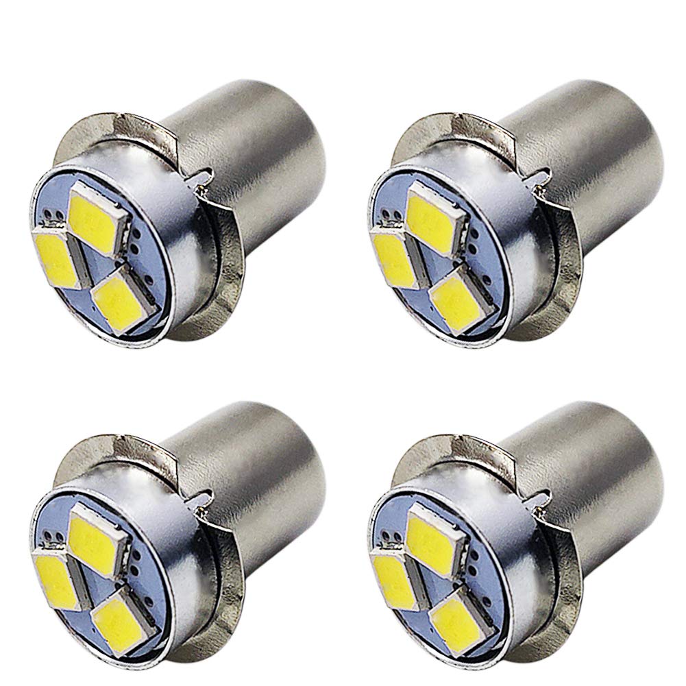 Ruiandsion 4pcs P13.5S LED Bulb 3V White 2835 3SMD Chips LED Bulb Upgrade for Flashlights Torch Light,Non-Polarity