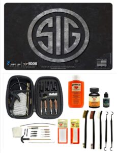 edog range warrior 27 pc gun cleaning kit - compatible with sig sauer pistols - sig logo mat, range warrior universal .22 9mm - .45 kit & tac book accessories set