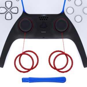 extremerate scarlet red glossy replacement accessories for ps5 controller, custom accent rings for ps5 controller - controller not included