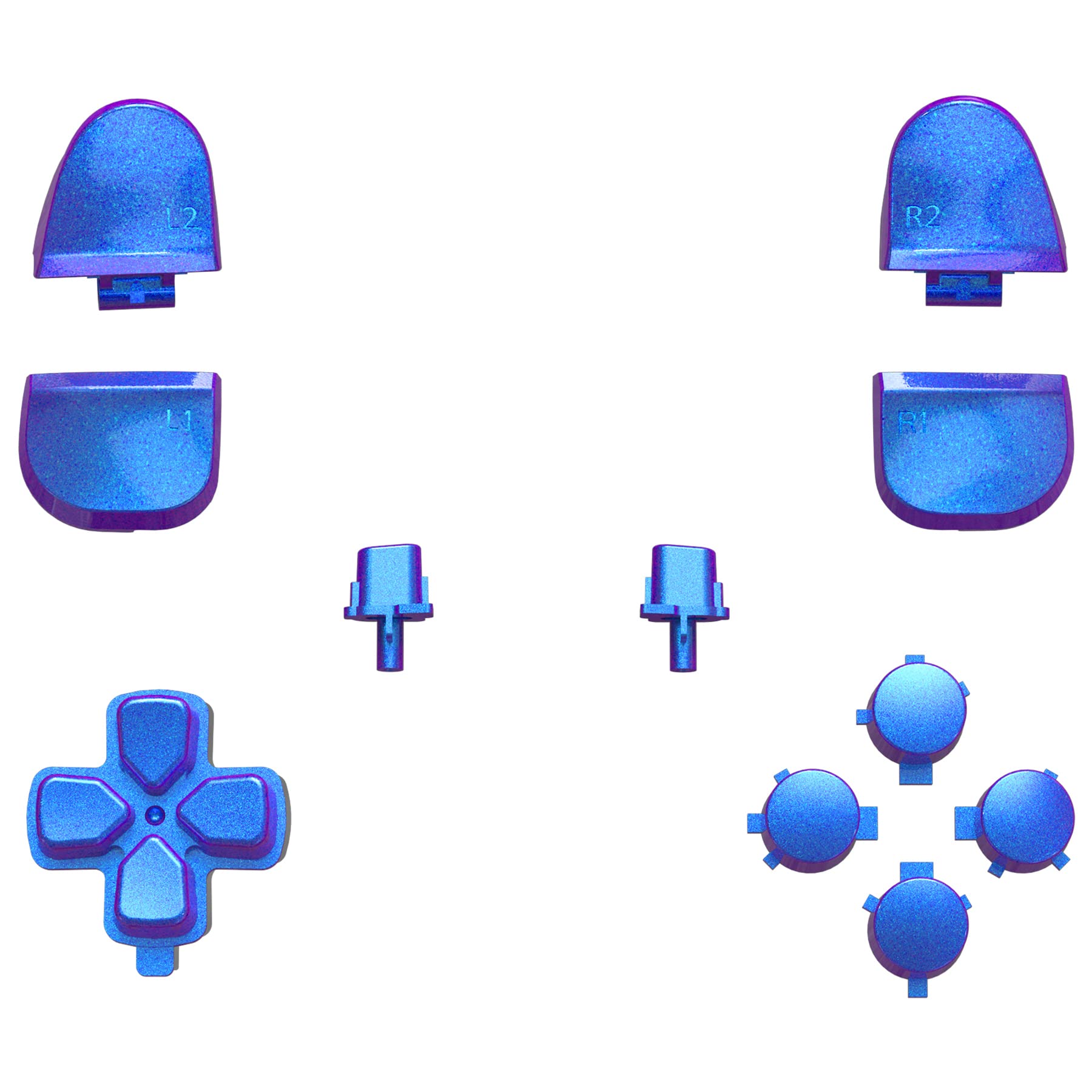 eXtremeRate Replacement D-pad R1 L1 R2 L2 Triggers Share Options Face Buttons, Chameleon Purple Blue Full Set Buttons Compatible with ps5 Controller BDM-030 BDM-040 - Controller NOT Included