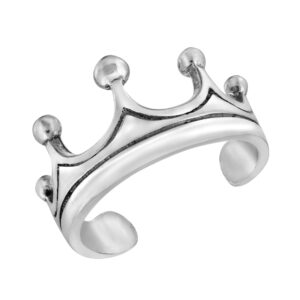 aeravida princess-perfect tiara royal crown .925 sterling silver pinky or toe ring