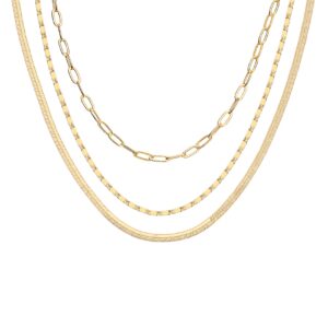 pavoi womens 14k gold plated yellow gold triple chain and 925 sterling silver necklace