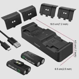 Smatree Controller Charger Station for Xbox One/Xbox Series X|S, Dual Charging Dock Compatible with Xbox Series X|S/Xbox One/One X/One S/One Elite, 2x2600mAh Rechargeable Battery