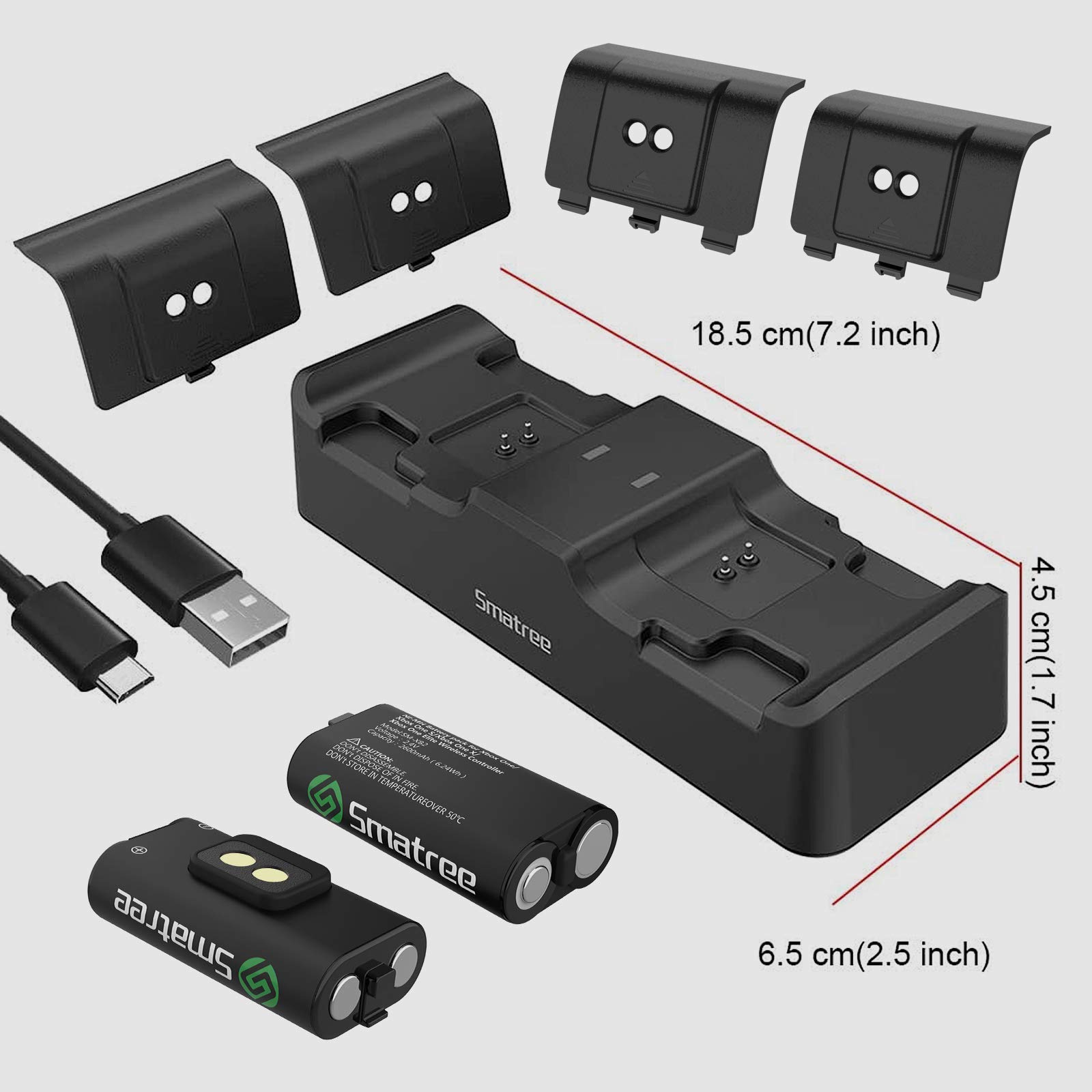 Smatree Controller Charger Station for Xbox One/Xbox Series X|S, Dual Charging Dock Compatible with Xbox Series X|S/Xbox One/One X/One S/One Elite, 2x2600mAh Rechargeable Battery