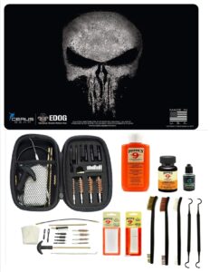 edog range warrior 27 pc gun cleaning kit -featuring the reaper distressed mat, range warrior universal .22 9mm - .45 kit & tac book accessories set