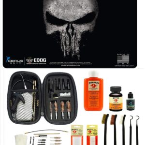 EDOG Range Warrior 27 Pc Gun Cleaning Kit -Featuring The Reaper Distressed Mat, Range Warrior Universal .22 9mm - .45 Kit & Tac Book Accessories Set