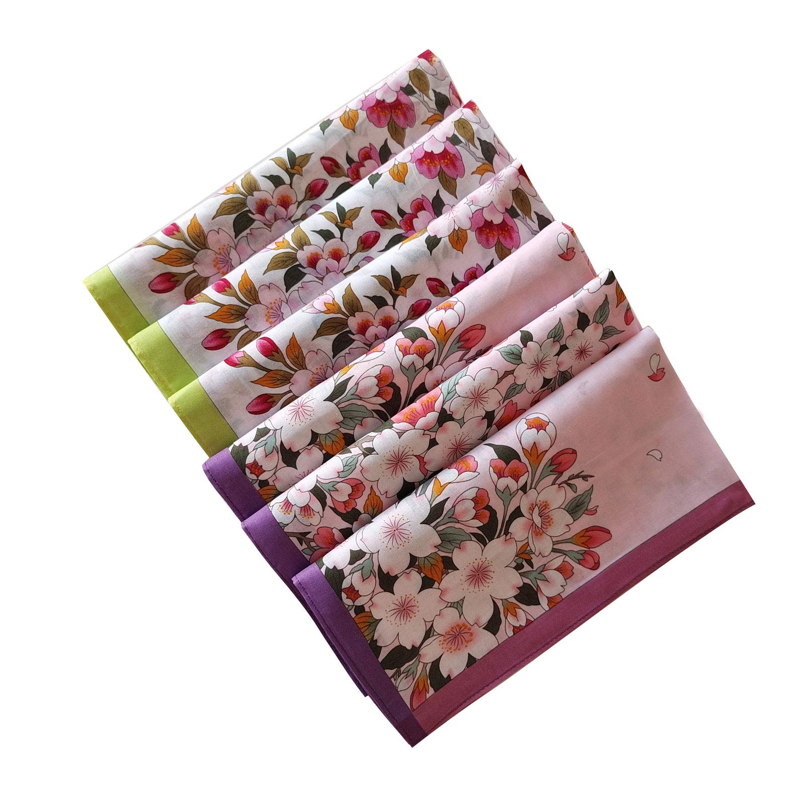 AIMHANKY Handkerchiefs for Women 100% Soft Cotton with Floral Print 17.8 Ines Pack of 6