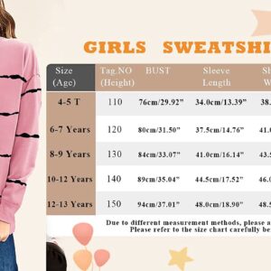 Ebifin Girls Sweatshirts Kids Casual Long Sleeve Crewneck Lightweight Pullover Tops Size 4-15