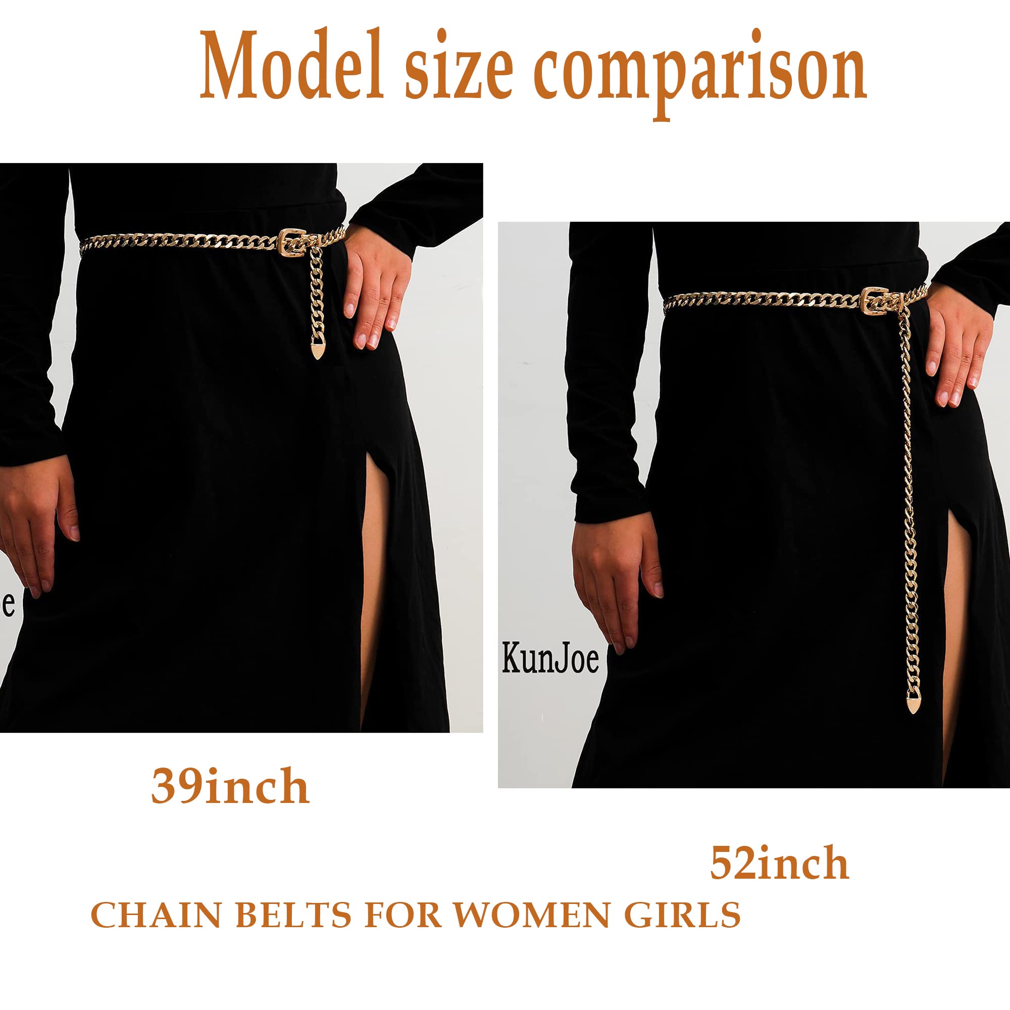 Chain Belt for Women Wasit Chain Belt Chain Chunky Belt Chain Gold Chain Belts（Gold-39inch)