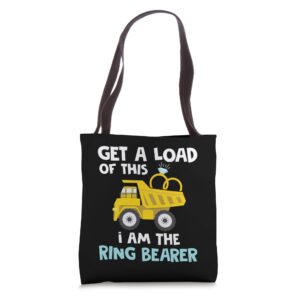 wedding shirts ring bearer funny truck shirts boys men gifts tote bag