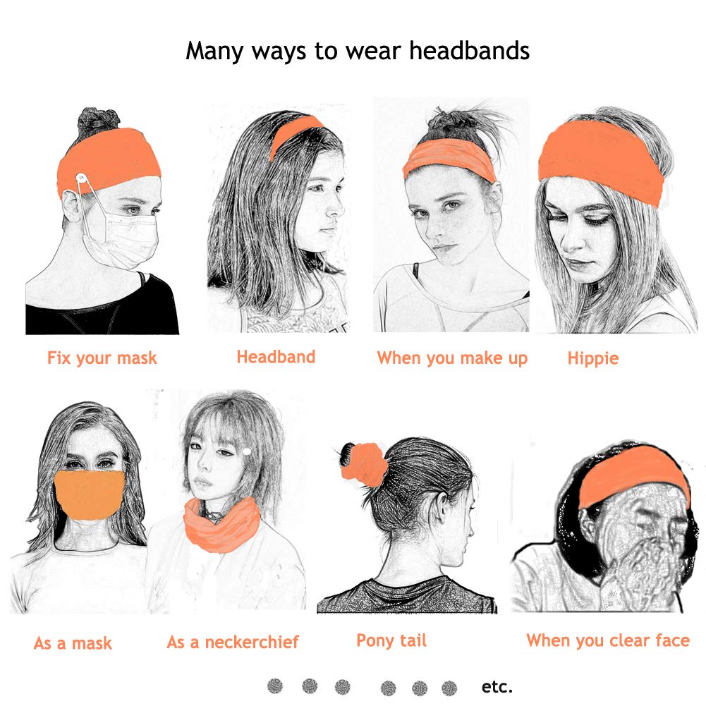 YONUF Headbands for Women Girls Nurses Doctors with Buttons Elastic Yoga Hair Bands Accessories Non Slip 4 Pcs