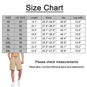 Immerguter Mens Shorts Adjustable Elastic Waist Casual Workout Shorts with Pockets,42,HC-ZZ-Khaki