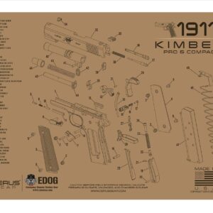 EDOG Range Warrior 27 Pc Gun Cleaning Kit - Compatible with Kimber 1911 Compact & Pro - Tan - Schematic (Exploded View) Mat, Range Warrior Universal .22 9mm - .45 Kit & Tac Book Accessories Set