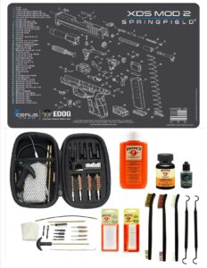 edog range warrior 27 pc gun cleaning kit - compatible with springfield armory xd mod 2 - schematic (exploded view) mat, range warrior universal .22 9mm - .45 kit & tac book accessories set