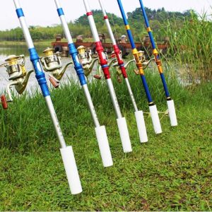 Kaiyu 4 Pack Fishing Rod Holder, Rod Holder for Bank Fishing,Fish Pole Holder for Beach,Ground Support Stand Fishing Holder, Reinforced PVC，4 Free Fishing Rod Alarm Bell