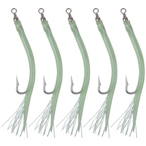 striped bass tube lures trolling lures saltwater cod rig tube teaser with stainless steel eel hook barrel swivel for offshore trolling striper bass big game fishing (green 7/0)