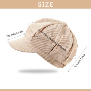 3 Pieces Women Newsboy Cap Winter Beret Cap Cabbie Painter Hat 8 Panel Vintage Octagonal Visor Hats (Black, Beige, Pink)