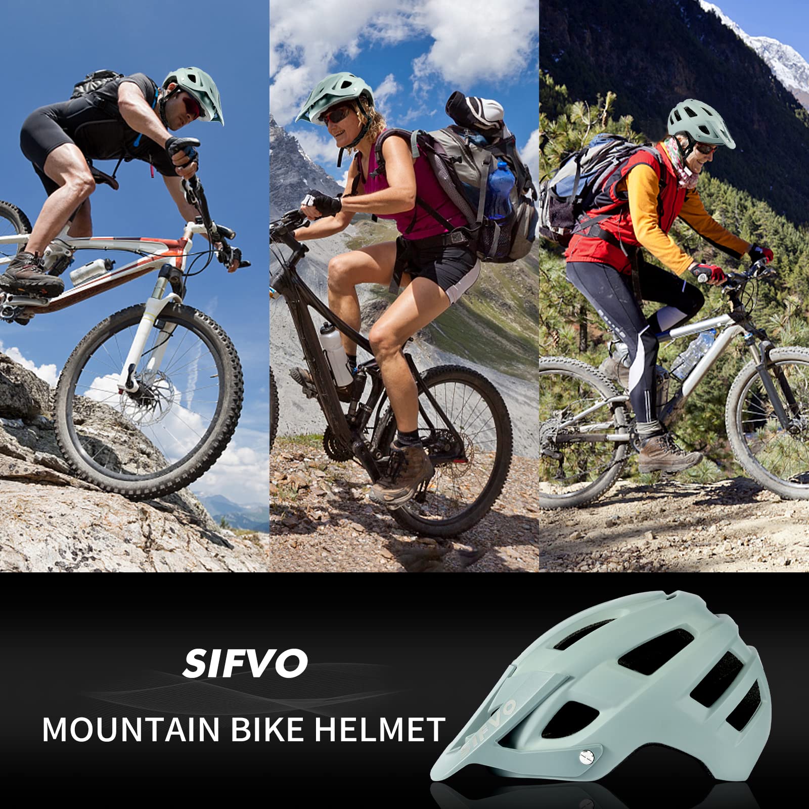 Bike Helmet, SIFVO Bike Helmets for Men and Women, Mountain Bike Helmet with Visor Helmets for Adults to Youth Bicycle Helmet Road Bike Helmet Safe and Comfortable 54-62cm【M/L】