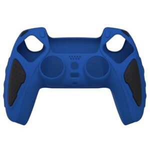 PlayVital Knight Edition Blue & Black Two Tone Anti-Slip Silicone Cover Skin for ps5 Controller, Soft Rubber Case for ps5 Wireless Controller with Thumb Grip Caps