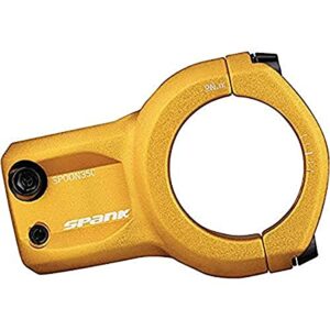 spank spoon 350 stem,gold (diameter 35mm, length: 35/43mm, rise: 0°), chamfered bar clamp, ultra-short stack height, bicycle stem, ideal for astm 5, all mountain, enduro, trail, free ride, dj, e-bike