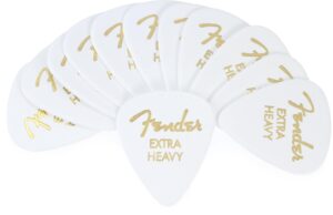 fender celluloid guitar picks, extra heavy, white, 12-pack