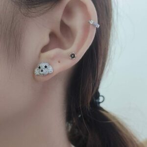 Oidims Cute Dog 925 Sterling Silver Cubic Zircoina Post Stud Earrings for Girls Teens Women Hypoallergenic Fashion Dainty Rhinestone Crystal Best Friend Animal CZ Jewelry Birthday Bff