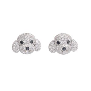 oidims cute dog 925 sterling silver cubic zircoina post stud earrings for girls teens women hypoallergenic fashion dainty rhinestone crystal best friend animal cz jewelry birthday bff