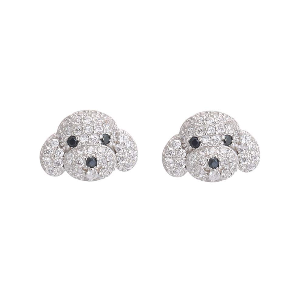 Oidims Cute Dog 925 Sterling Silver Cubic Zircoina Post Stud Earrings for Girls Teens Women Hypoallergenic Fashion Dainty Rhinestone Crystal Best Friend Animal CZ Jewelry Birthday Bff