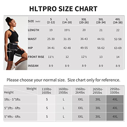 HLTPRO 3 Pack Plus Size Biker Shorts for Women (L-4XL)- 8"/5" High Waist Tummy Control Shorts for Workout, Yoga, Running