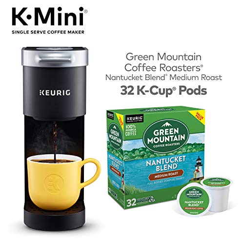 Keurig K-Mini Single Serve Coffee Maker with Green Mountain Coffee Roasters Nantucket Blend, Medium Roast, 32 ct K-Cup Coffee Pods