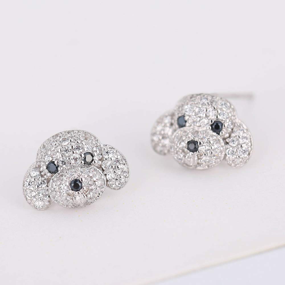 Oidims Cute Dog 925 Sterling Silver Cubic Zircoina Post Stud Earrings for Girls Teens Women Hypoallergenic Fashion Dainty Rhinestone Crystal Best Friend Animal CZ Jewelry Birthday Bff