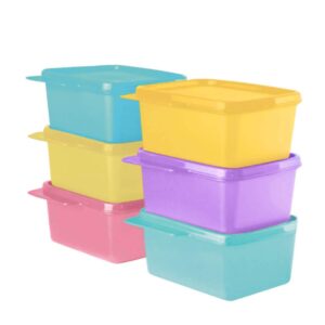 tupperware 11155971 plastic refrigerator container - 500ml, 6 pcs, green, purple, pink, blue, yellow