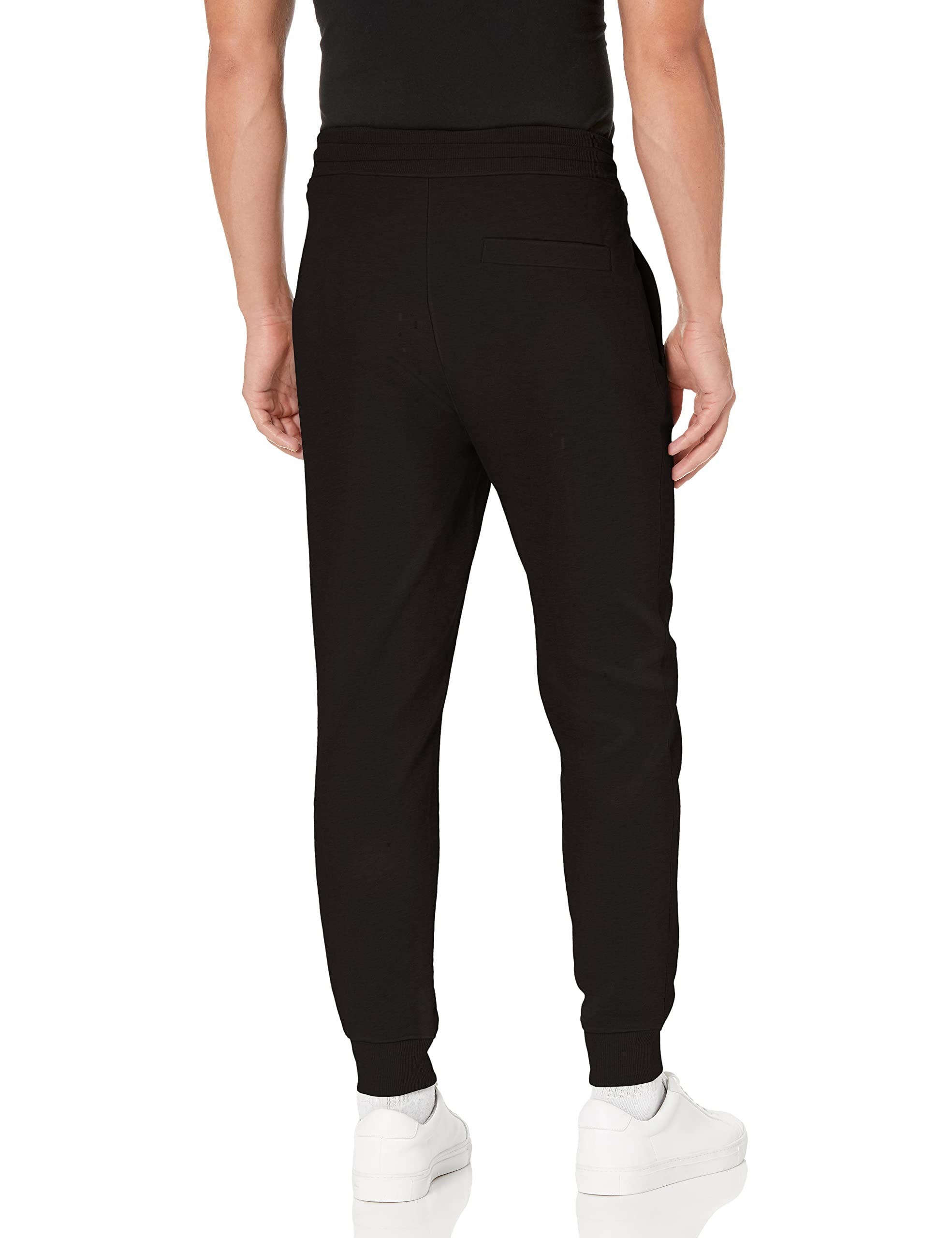 HUGO Boss Mens Regular Fit Square Logo Jersey Drawstring Joggers Sweatpants, Raven Black, X-Large US