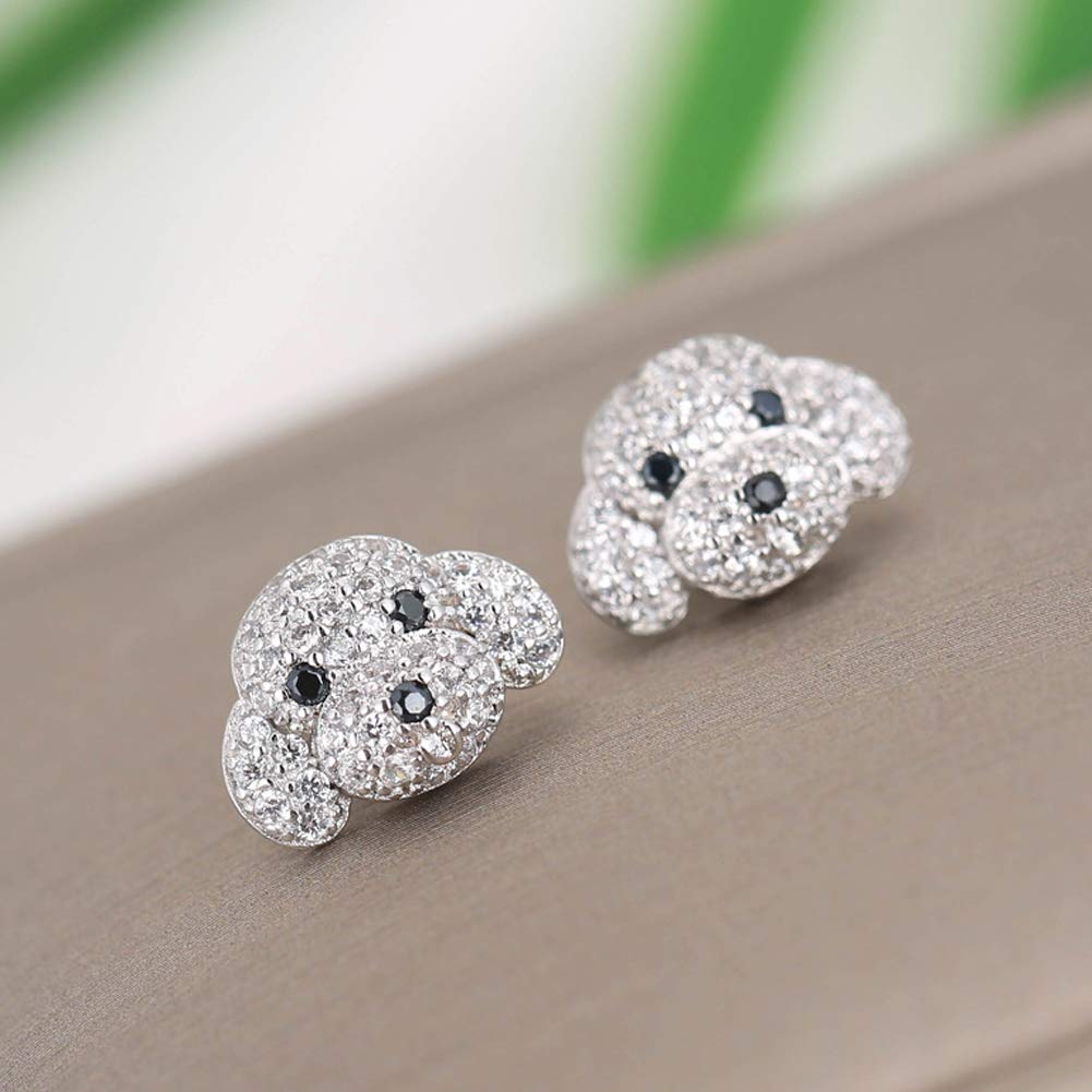 Oidims Cute Dog 925 Sterling Silver Cubic Zircoina Post Stud Earrings for Girls Teens Women Hypoallergenic Fashion Dainty Rhinestone Crystal Best Friend Animal CZ Jewelry Birthday Bff