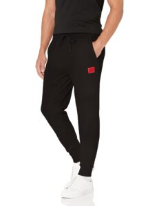 hugo boss mens regular fit square logo jersey drawstring joggers sweatpants, raven black, x-large us