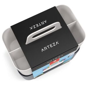 ARTEZA Storage Caddy Pack of 2, Gray and Ivory, 5-Compartment Plastic Caddy Organizer with Easy-to-Remove Divider Partition