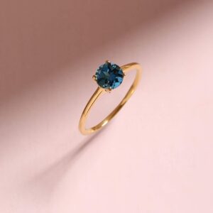 YoTreasure 0.96 ct. t.w. London Blue Topaz Solitaire Ring 10kt Yellow Gold Jewelry