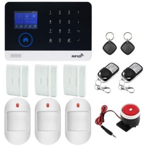 keepword wifi gsm gprs wireless smart home office security alarm burglar system, app control, compatible with amazon alexa and google home, support rfid access, anti-theft, auto dialer