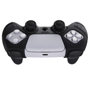 PlayVital Mecha Edition Black Ergonomic Soft Controller Silicone Case Grips for ps5, Rubber Protector Skins with Thumbstick Caps for ps5 Controller - Compatible with Charging Station