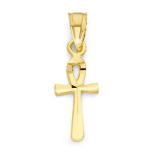 generic 10k gold ankh pendant, symbol of life jewelry gifts for her, egyptian cross protection charm, yellow, 2042-37 10k