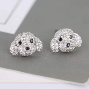 Oidims Cute Dog 925 Sterling Silver Cubic Zircoina Post Stud Earrings for Girls Teens Women Hypoallergenic Fashion Dainty Rhinestone Crystal Best Friend Animal CZ Jewelry Birthday Bff