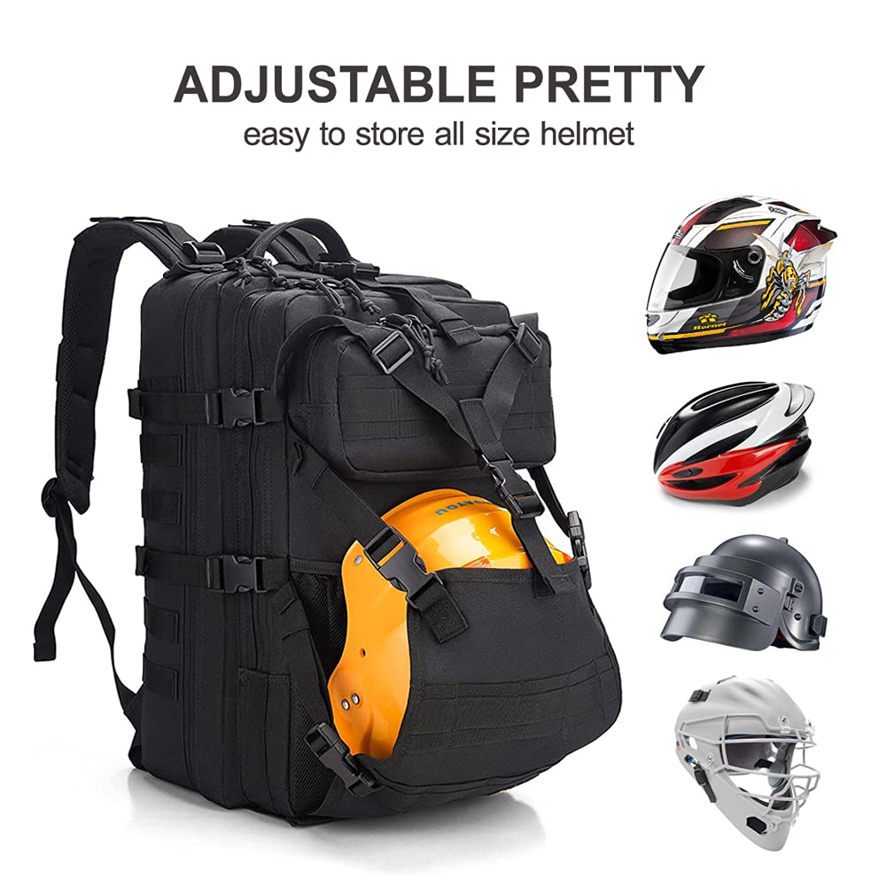 YOUNGOA Men's Motorcycle Helmet Backpack, Black, 20L Capacity, Adjustable Chest Strap, Waterproof, Fit Full-Face Helmets