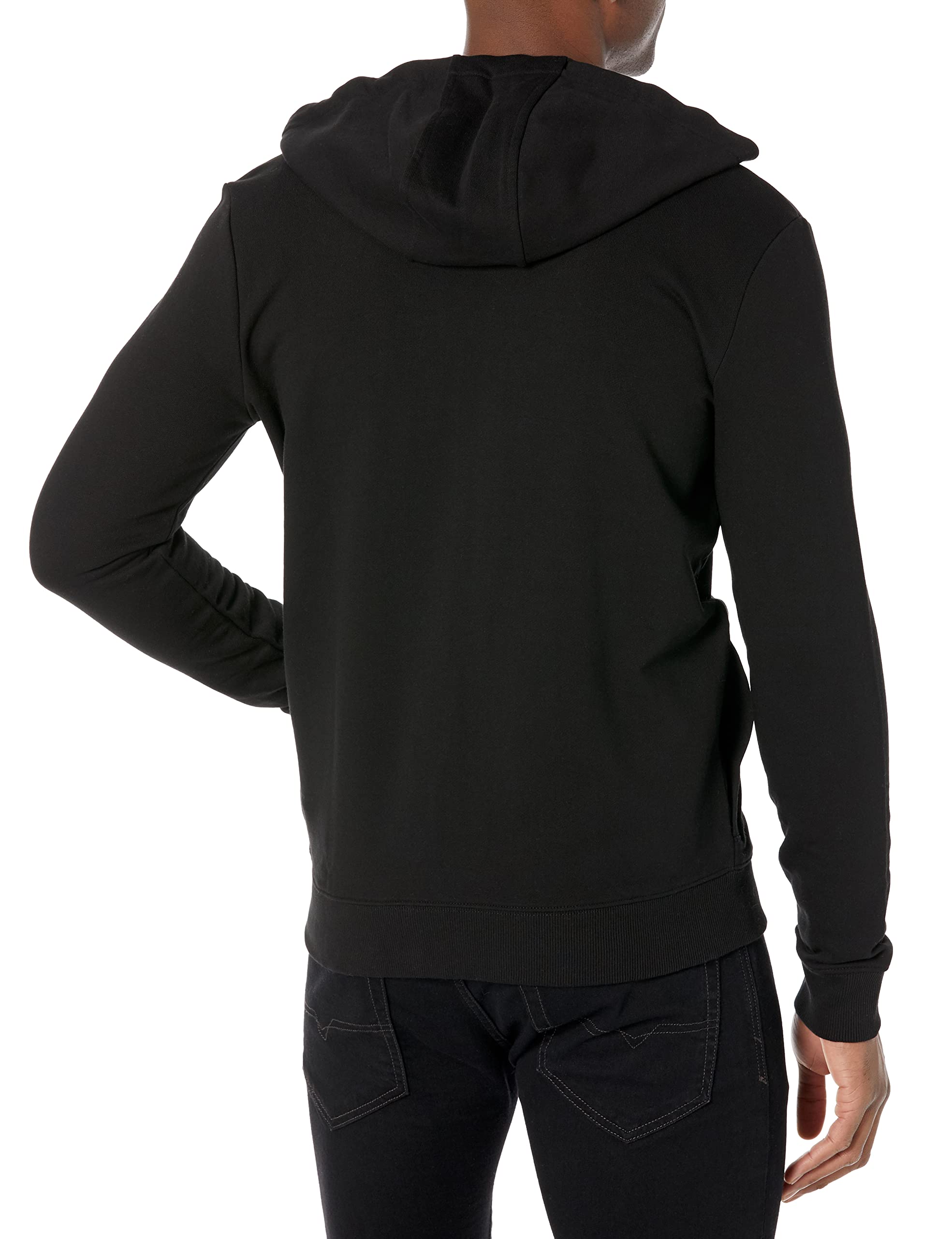 HUGO Boss Men's Regular Fit Square Logo Jersey Hooded Zip Up Sweatshirt, raven black, XL