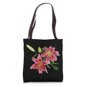 stargazer lily great for gardeners flower lovers gift tote bag