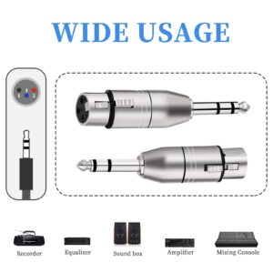 tisino XLR Female to 1/4" TRS Adapter, Balanced Female XLR to Quarter Inch 6.35mm Male Adapters - 2 Pack