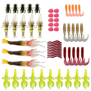 146pcs Fishing Lure Set Including Frog Lures Soft Fishing Lure Hard Metal Lure VIB Rattle Crank Popper Minnow Pencil Metal Jig Hook for Trout Bass Salmon with Free Tackle Box