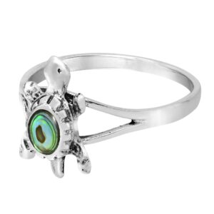 AeraVidaExquisite Swimming Abalone Shell Turtle .925 Sterling Silver Chic Band Ring for Women - Size 9